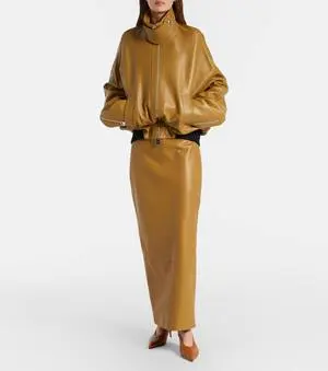 Khaite Oversized Leather Jacket - Brown