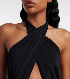Balmain Cutout Draped Swimsuit - Black