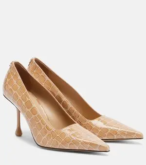 JIMMY CHOO Ixia Croc-effect Patent Leather Pumps - Beige