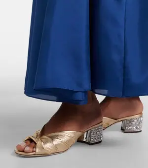 JIMMY CHOO Mala Embellished Metallic Leather Mules - Gold