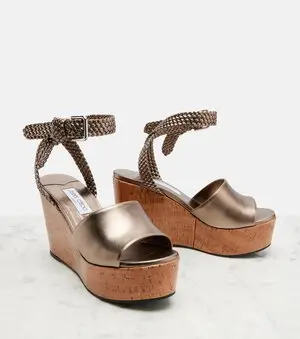 JIMMY CHOO Jory Wedge Sandals - Grey