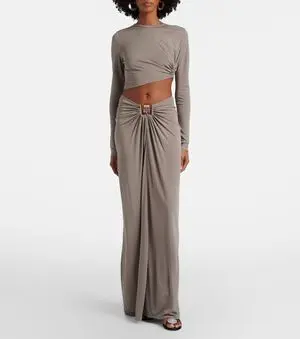 Christopher Esber Bezel Quartz Asymmetric Jersey Crop Top