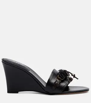 Isabel Marant Étoile Anee Embellished Leather Wedge Mules