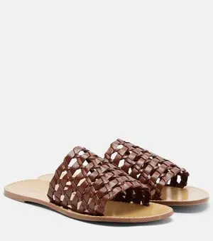 SOULIERS MARTINEZ Estrella Woven Leather Sandals - Brown