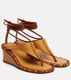 Zimmermann Leather Wedge Sandals - Brown