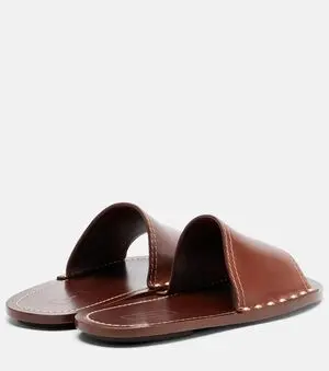 TOTEME Studded Leather Slides - Brown