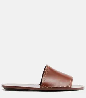 TOTEME Studded Leather Slides - Brown