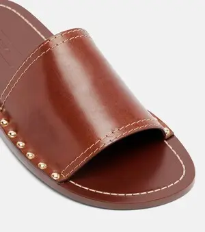 TOTEME Studded Leather Slides - Brown