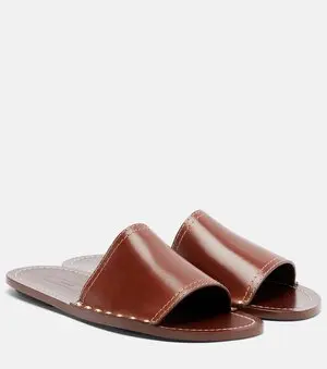 TOTEME Studded Leather Slides - Brown