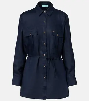 Melissa Odabash Ariel Linen Shirt - Blue