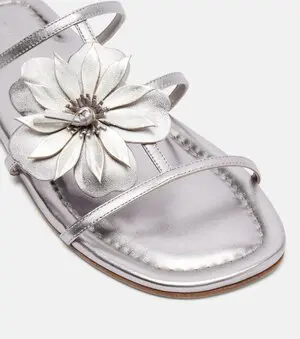 Zimmermann Floral-appliqué Metallic Leather Sandals