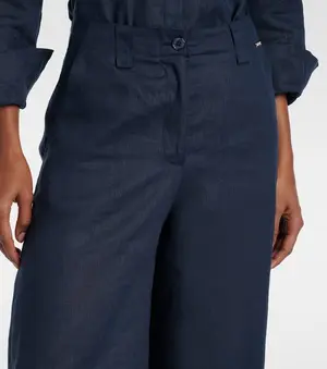 Melissa Odabash Serena Linen Wide-leg Pants - Blue
