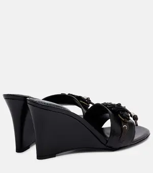 Isabel Marant Étoile Anee Embellished Leather Wedge Mules - Black