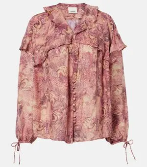 Isabel Marant Étoile Charis Printed Ruffled Silk Blouse - Pink