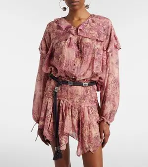 Isabel Marant Étoile Charis Printed Ruffled Silk Blouse