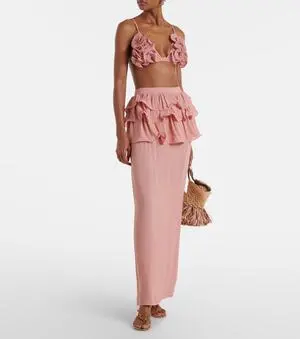 ADRIANA DEGREAS Ruffled Bra Top In Light