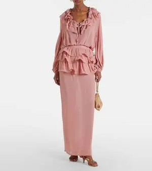 ADRIANA DEGREAS Ruffled Crop Top