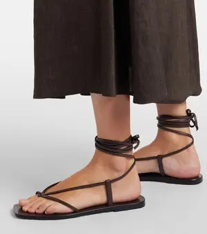 A.emery Nolan Leather Thong Sandals - Brown