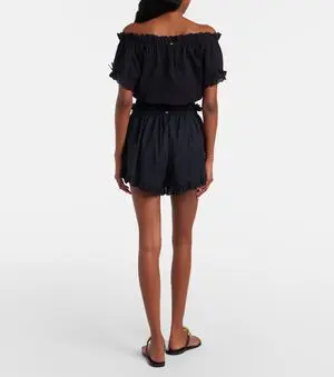Poupette St Barth Cory Broderie Anglaise Cotton Poplin Shorts - Black