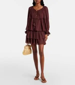 Poupette St Barth Moon Ruffled Blouse - Brown