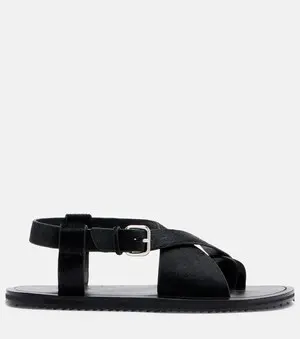 A.emery Ora Calf Hair Sandals - Black