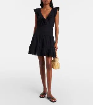 Poupette St Barth Della Ruffled Cotton Minidress