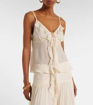 Poupette St Barth Camille Ruffled Camisole - White