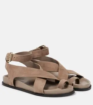A.emery Jalen Suede Sandals With Ankle Strap - Brown