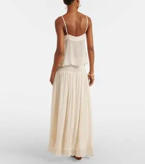 Poupette St Barth Neree Ruffled Maxi Skirt - White