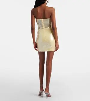 THE NEW ARRIVALS ILKYAZ OZEL Strapless Sequined Mini Dress