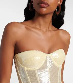 THE NEW ARRIVALS ILKYAZ OZEL Strapless Sequined Mini Dress