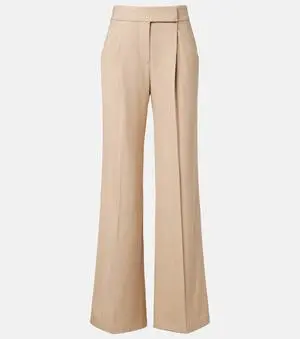 Veronica Beard Pleated Flared Pants - Beige