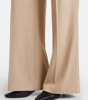 Veronica Beard Pleated Flared Pants - Beige