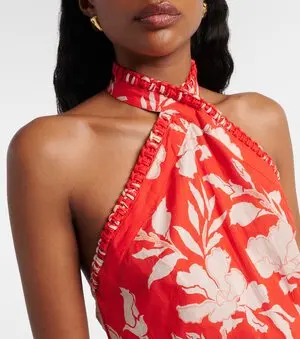 Poupette St Barth Manon Floral Halterneck Cotton Minidress