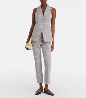 Veronica Beard Gingham Cotton Seersucker Cropped Slim Pants - Multicoloured