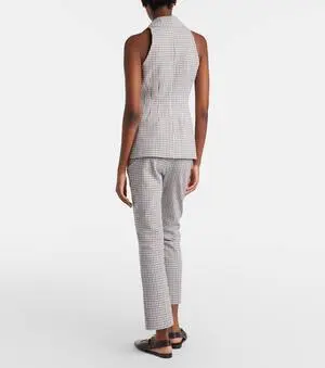 Veronica Beard Gingham Cotton Seersucker Cropped Slim Pants - Multicoloured
