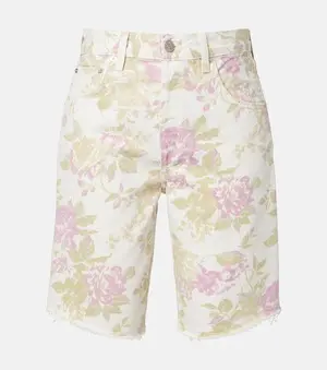 Citizens Of Humanity Ayla Floral Print Denim Bermuda Shorts - Beige