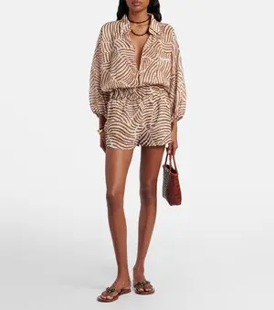 VIX PAULA HERMANNY Lana Printed Cotton Shorts - Brown