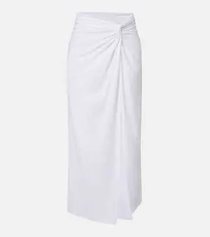 VIX PAULA HERMANNY Karen Draped Midi Skirt - White
