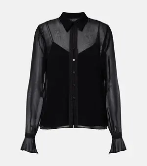 Gucci Lace-trimmed Silk Georgette Shirt - Black