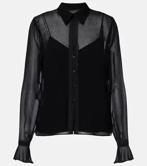 Gucci Silk Georgette Shirt With Lace Trim - Black