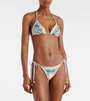 Zimmermann Indra Floral Metallic-effect Bikini - Multicoloured