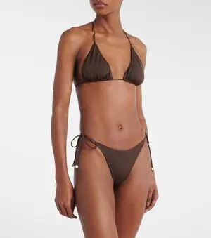 Jacquemus Beaded Bikini Bottoms - Brown