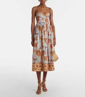Zimmermann Aster Paisley Cotton Bustier Dress