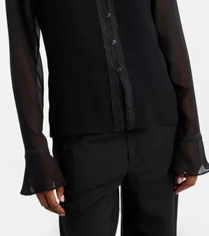 Gucci Lace-trimmed Silk Georgette Shirt