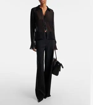 Gucci Lace-trimmed Silk Georgette Shirt