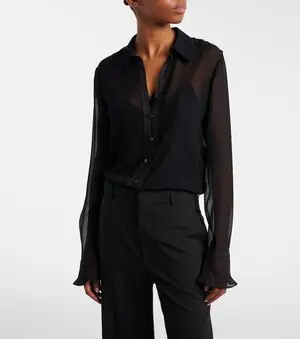 Gucci Lace-trimmed Silk Georgette Shirt