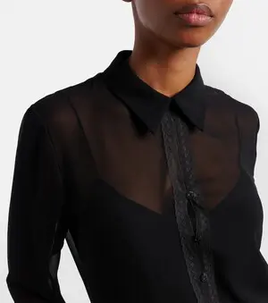 Gucci Lace-trimmed Silk Georgette Shirt