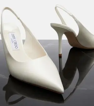 JIMMY CHOO Love Satin Slingback Pumps - White