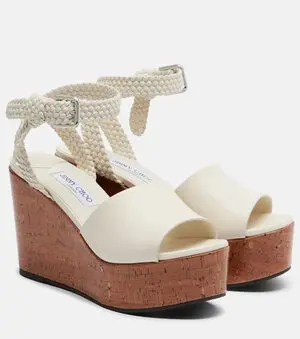 JIMMY CHOO Jory Leather Wedge Sandals